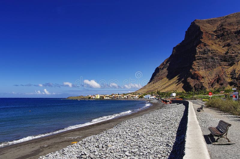 Main Beach of the Valle Gran Rey, La Gomera Island. Stock Image - Image ...