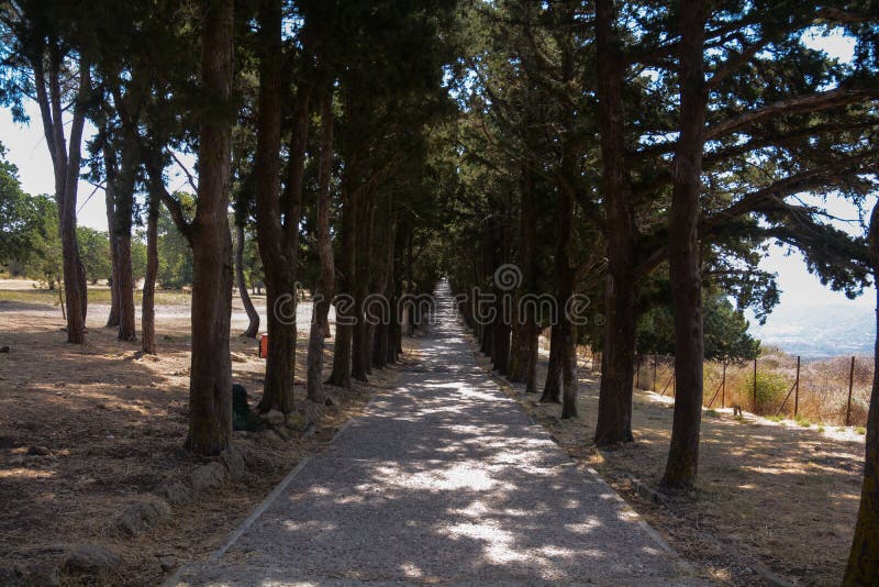 Main Big Walk Path in the Filerimos Monastery Stock Image - Image of ...