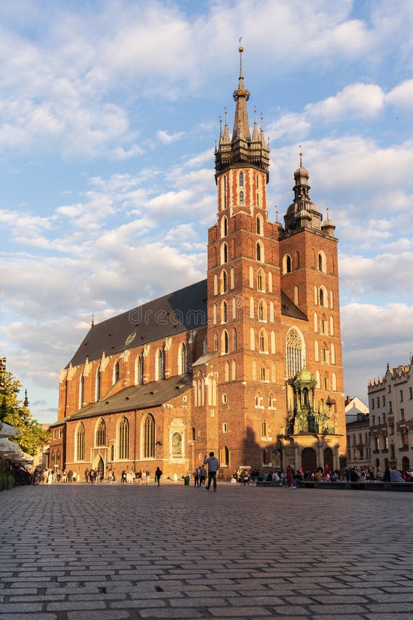 Main Cathedral in Krakow at Sunset Light Editorial Photo - Image of ...