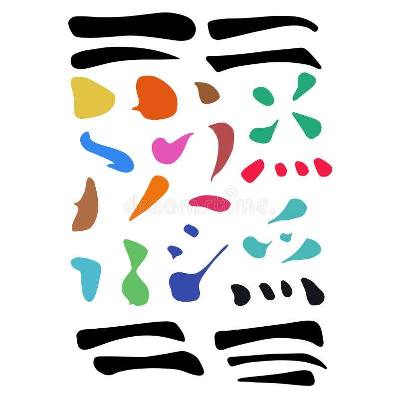 Main Chinese Hieroglyphs Calligraphy Graphic Symbol Colored Element Set ...