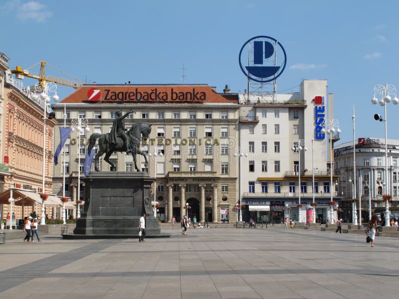 Ban Jelacic Square, Zagreb editorial stock photo. Image of landmark ...