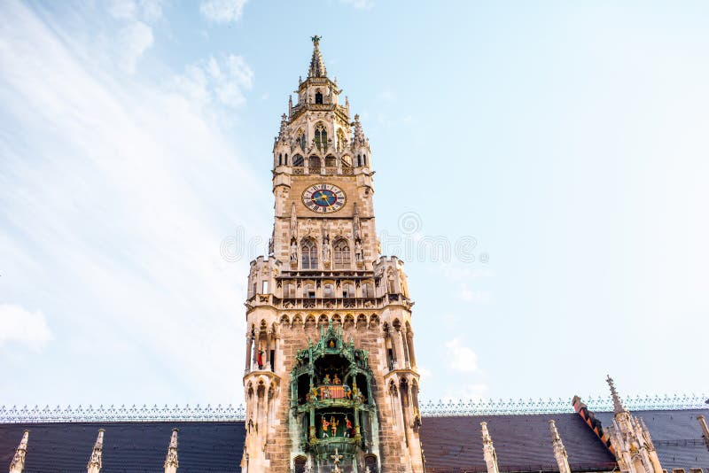 Clock Tower on the Town Hall in Munich Stock Image - Image of ...