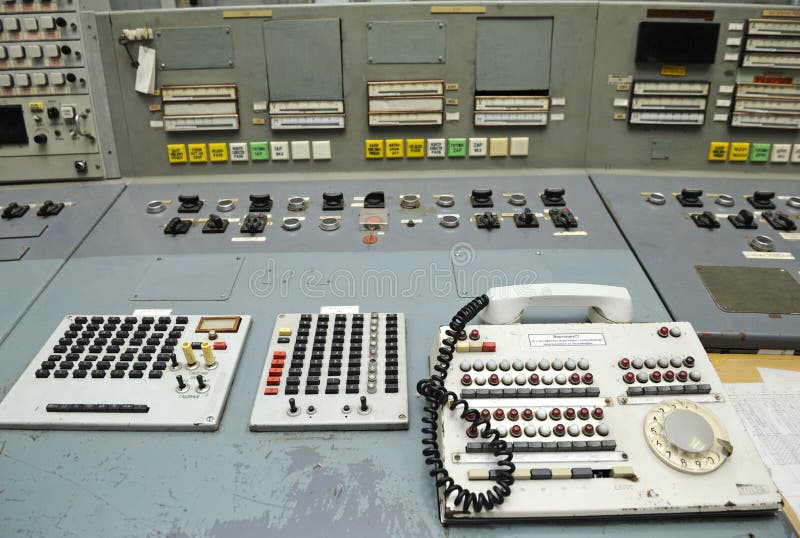 Main Control Board in a Control Operations Room of the Reactor of the ...