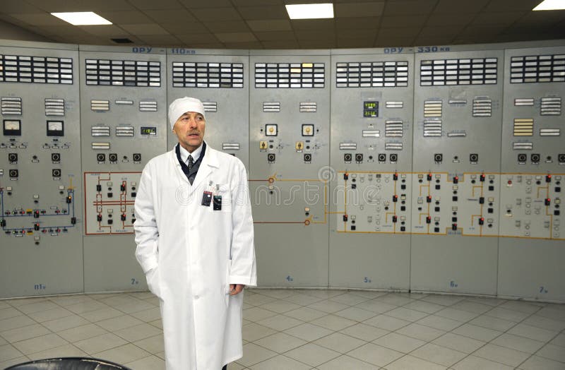 Main Control Board in a Control Operations Room of the Reactor of the ...