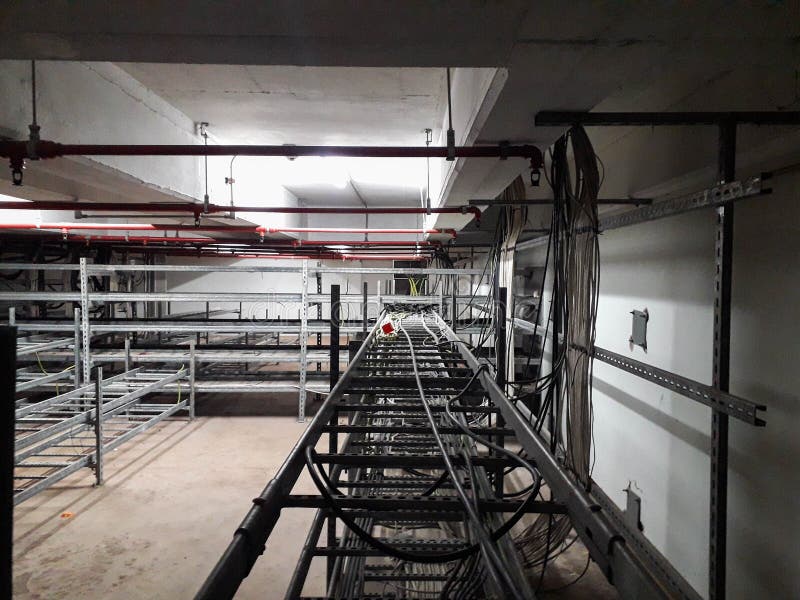 Main and Control Cable on Ladder in the Cable Room Stock Image - Image ...