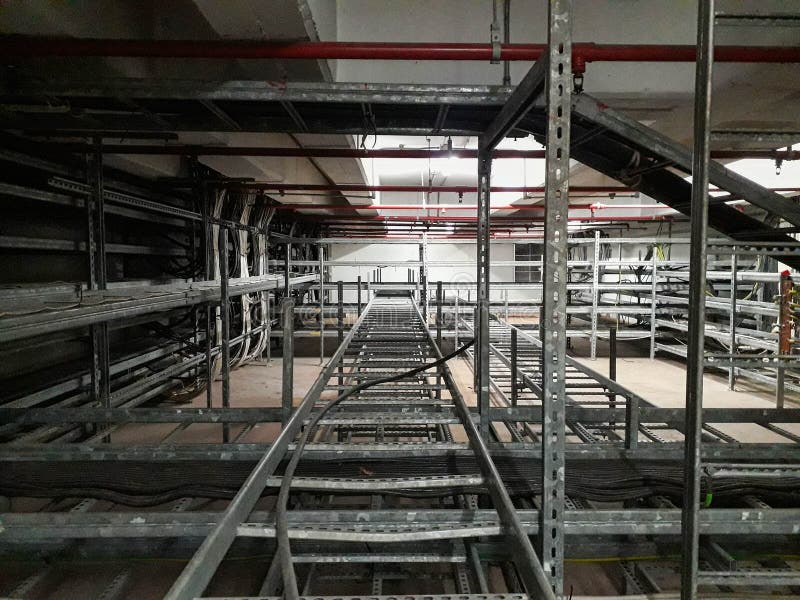 Main and Control Cable on Ladder in the Cable Room Stock Photo - Image ...