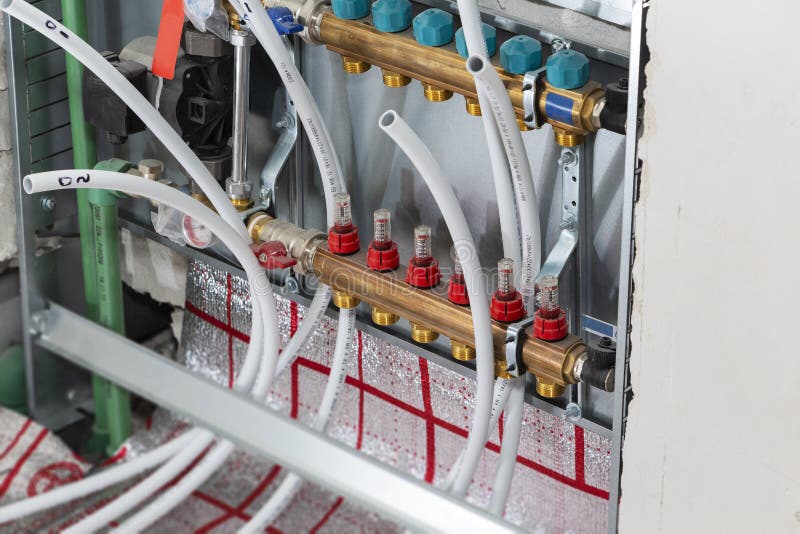 Main Control Manifold of House Floor Heating System Stock Image - Image ...