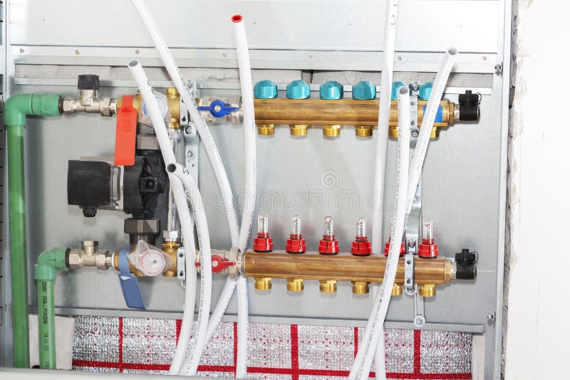 Main Control Manifold of House Floor Heating System Stock Image - Image ...