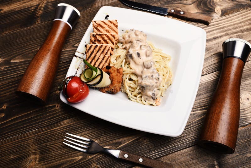 Main Course Concept. Table Served for One in Restaurant Stock Photo ...