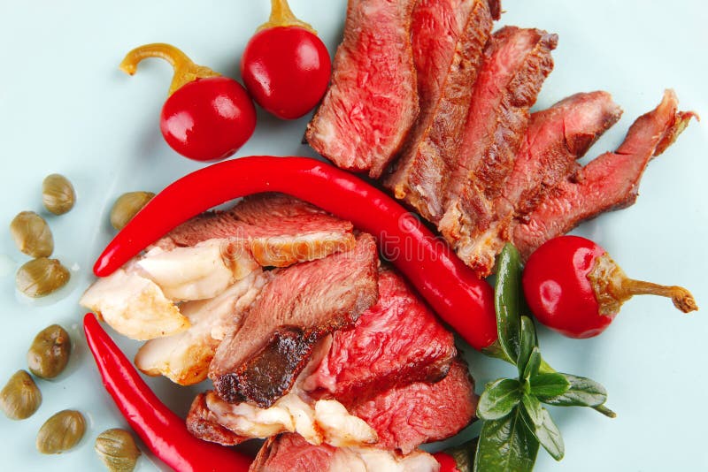 Main Course Served on Green Plate Stock Image - Image of leaf, food ...