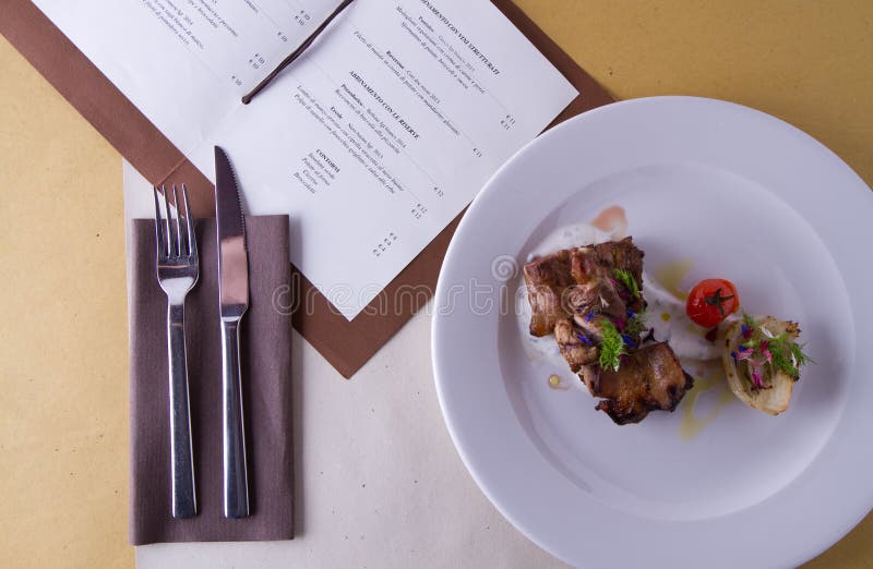 Main Course in Gourmet Style Stock Image - Image of garnish ...