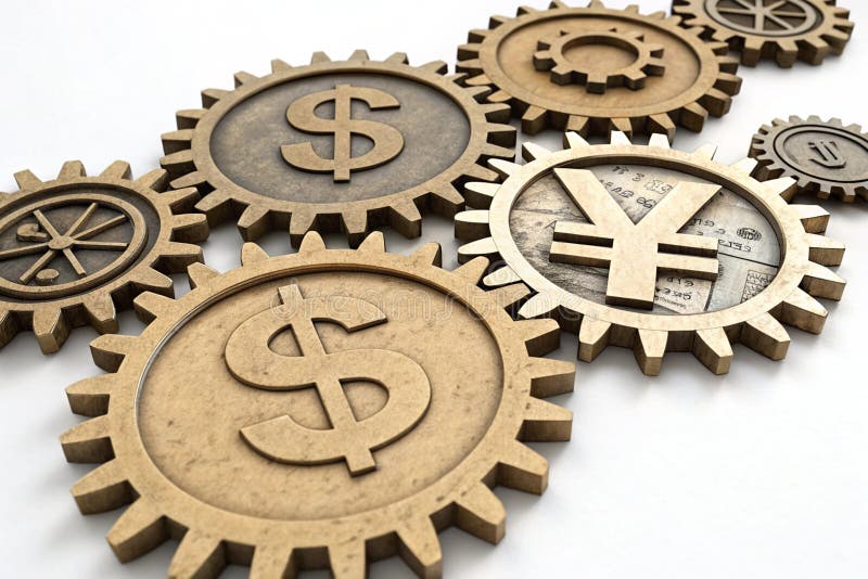 Main Currencies and Rotating Gears â€ Financial Concept 3D Illustration ...