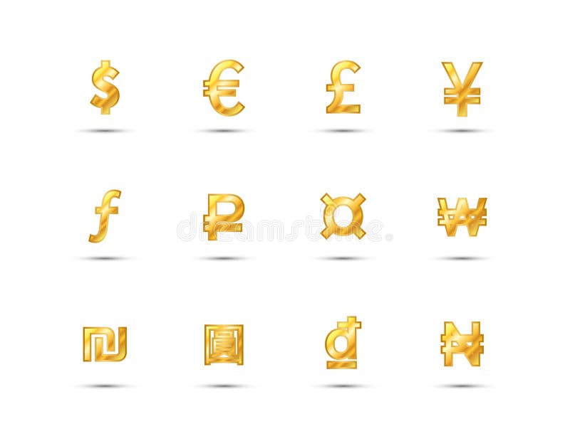 Main Currency Signs Icons Made of Shiny Gold Stock Vector ...