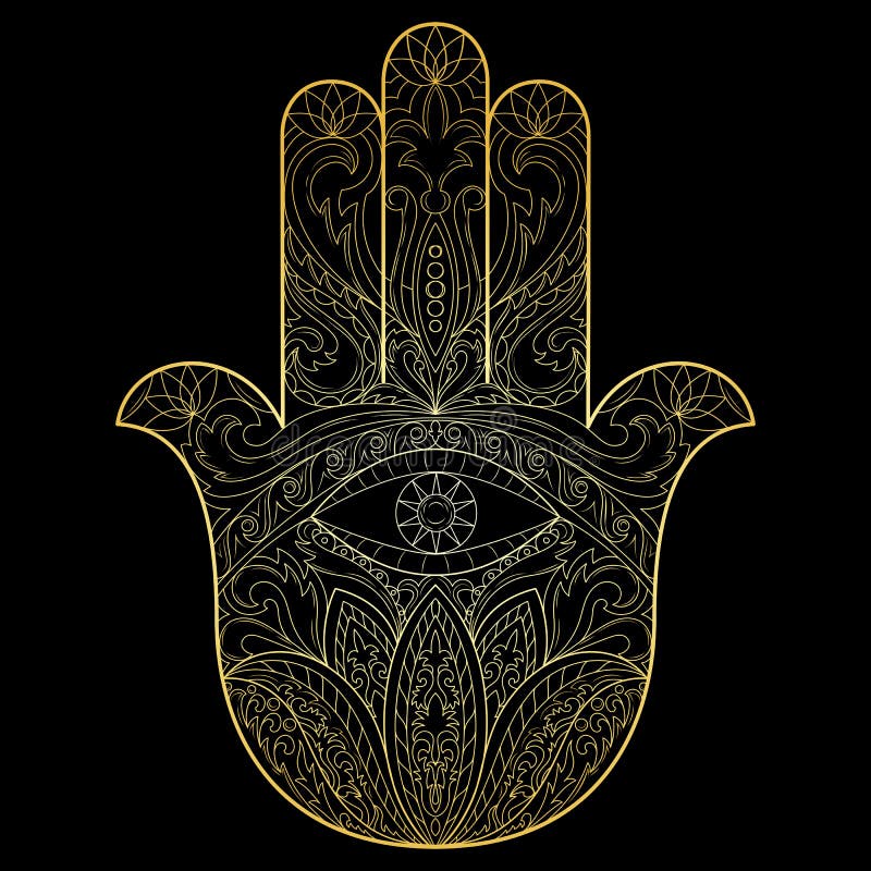 Main De Fatima Watercolor Tattoo Illustration de Vecteur - Illustration ...