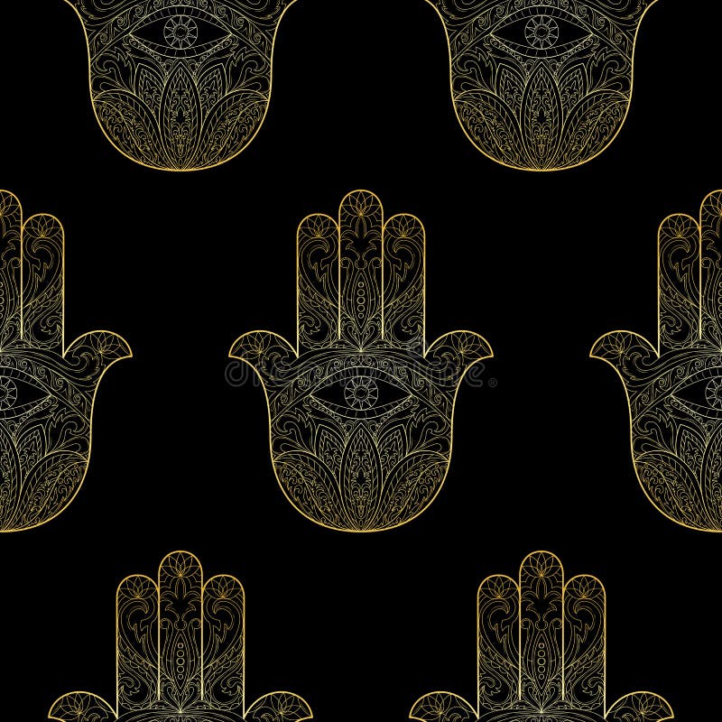 Main De Hamsa De Fatima Amulet Illustration de Vecteur - Illustration ...