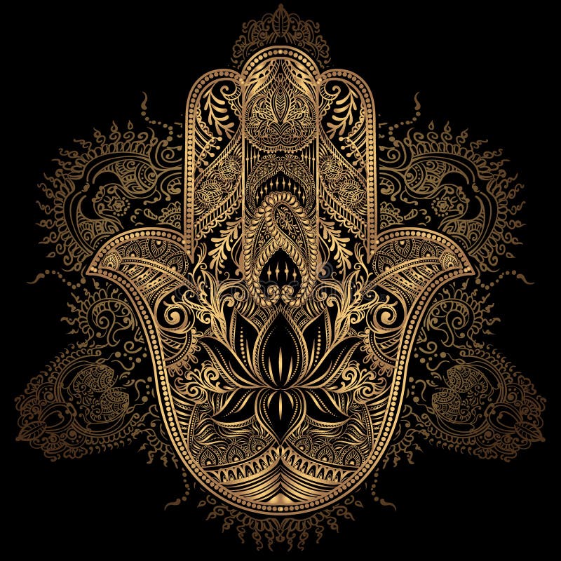 Main de Hamsa de Fatima illustration de vecteur. Illustration du fatima ...