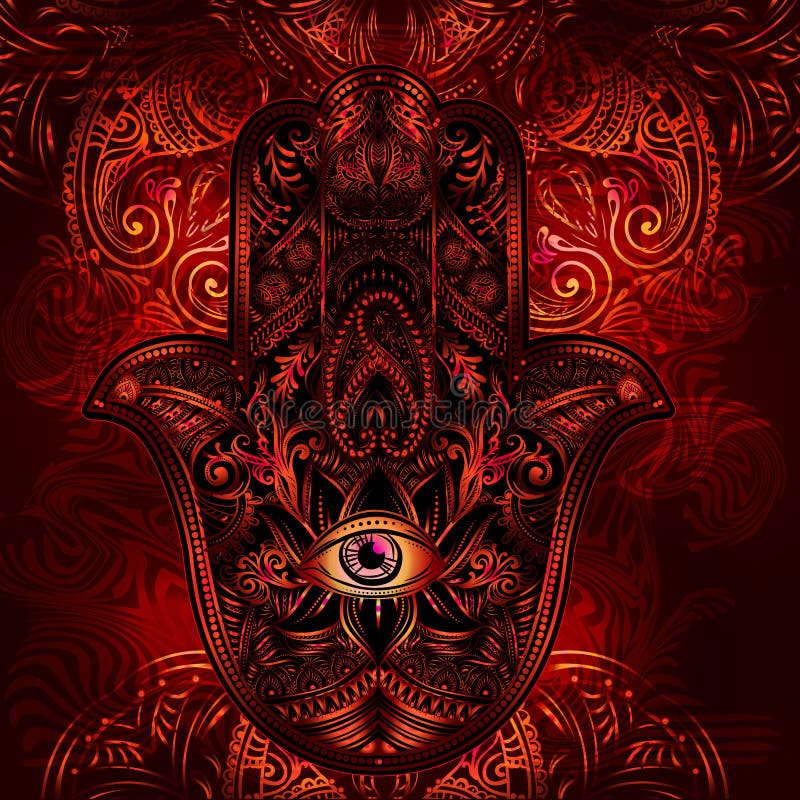 Main de Hamsa de Fatima illustration de vecteur. Illustration du fatima ...