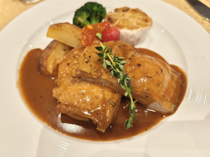 Main Dish Chicken Chop for 3 Course Meal Set Stock Image - Image of ...