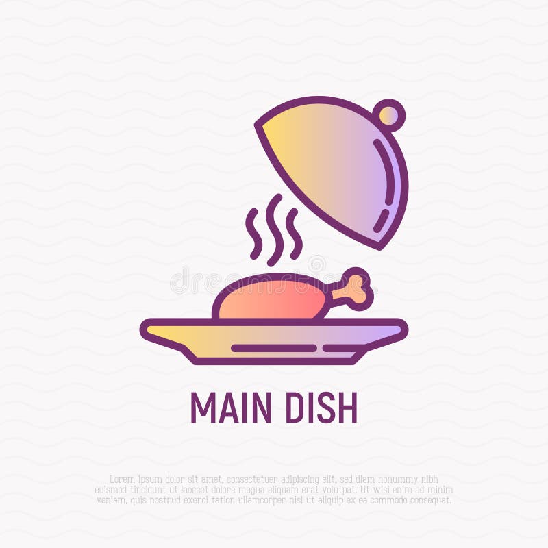 Main Dish in Restaurant Thin Line Icon. Modern Vector Illustration ...