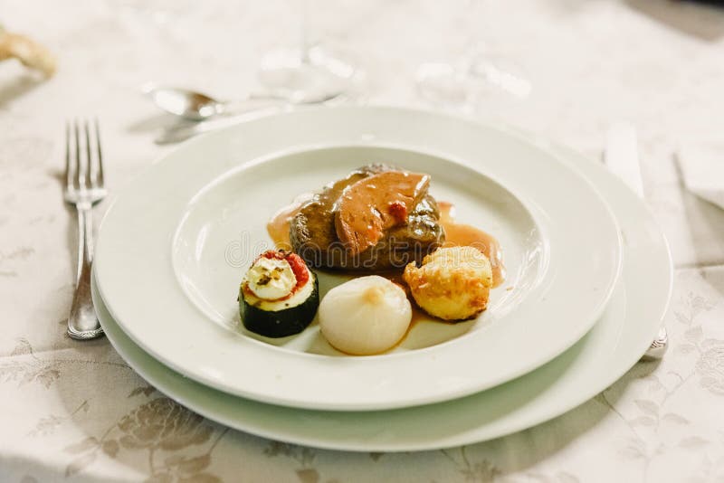 Main Dish of a Wedding Menu Stock Photo - Image of tasty, setting ...