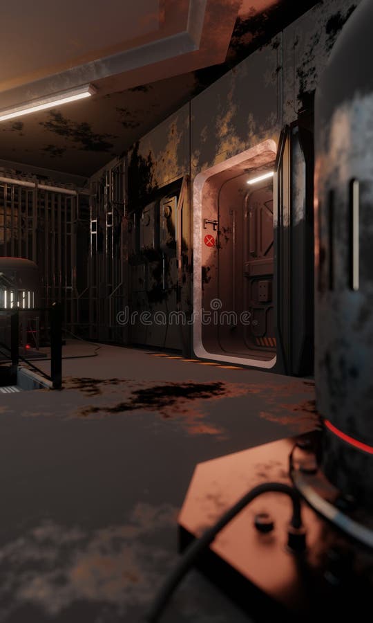 Main Door Laboratory in Hallway Science Fiction Wallpaper Stock ...