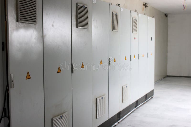 Main Electrical Panels for Voltage Distribution in the Factory. the ...