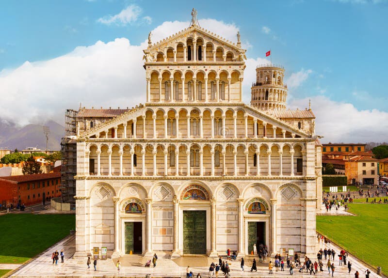 Main Facade of the Cathedral of Pisa Editorial Stock Photo - Image of ...
