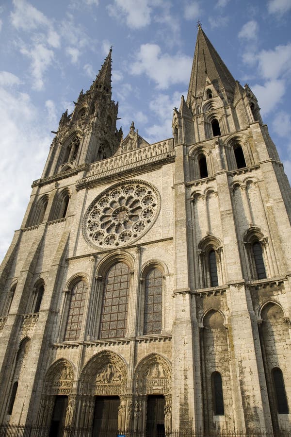 Main Facade, Chartres Cathedral, France Stock Image - Image of tourism ...
