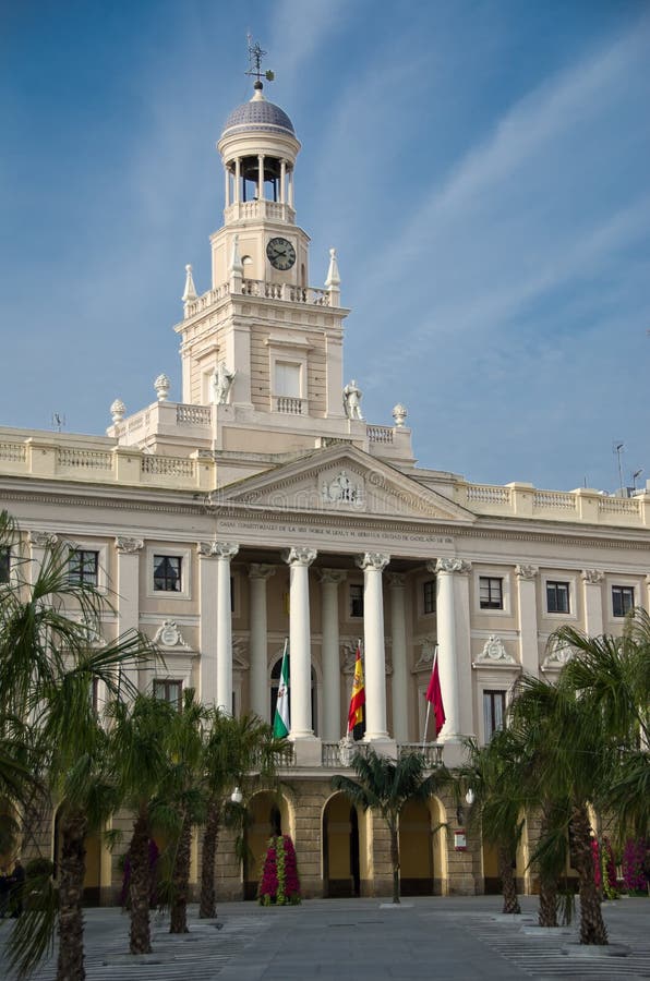 Main Facade of the City Hall of Cadiz Stock Image - Image of city ...