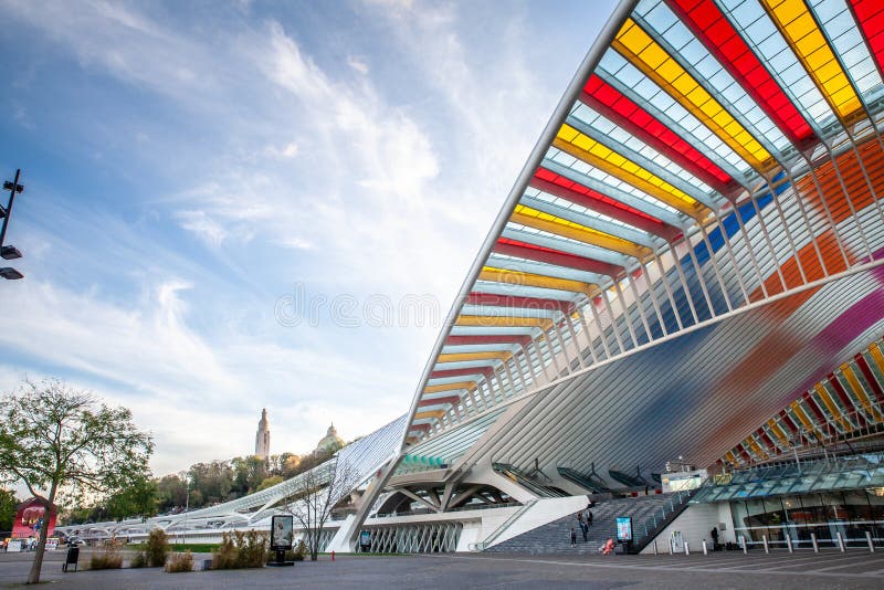 Main Facade of Liege Guillemins Train Station, Belonging To SNCB and ... Main Facade of Liege Guillemins Train Station, Belonging To SNCB and ...