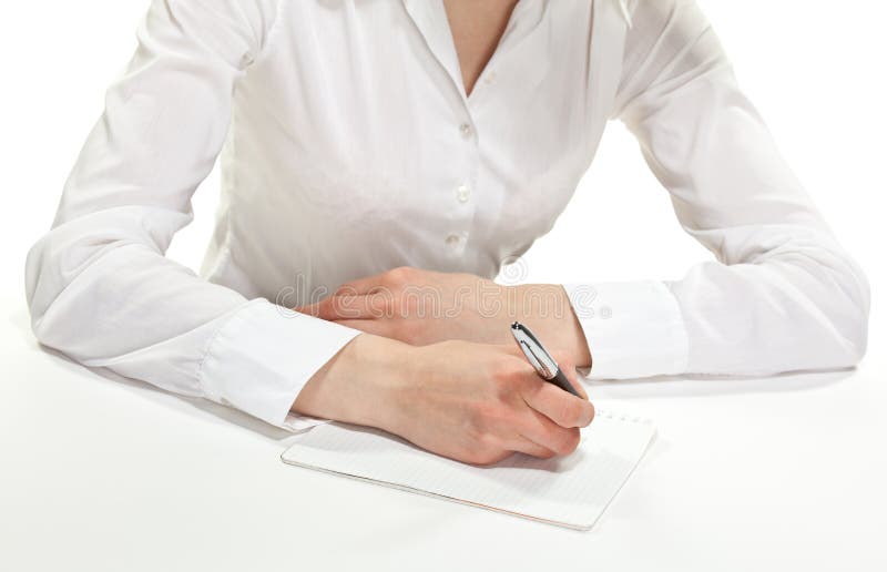 Main Femelle Notant Des Notes Photo stock - Image du formel, femme ...