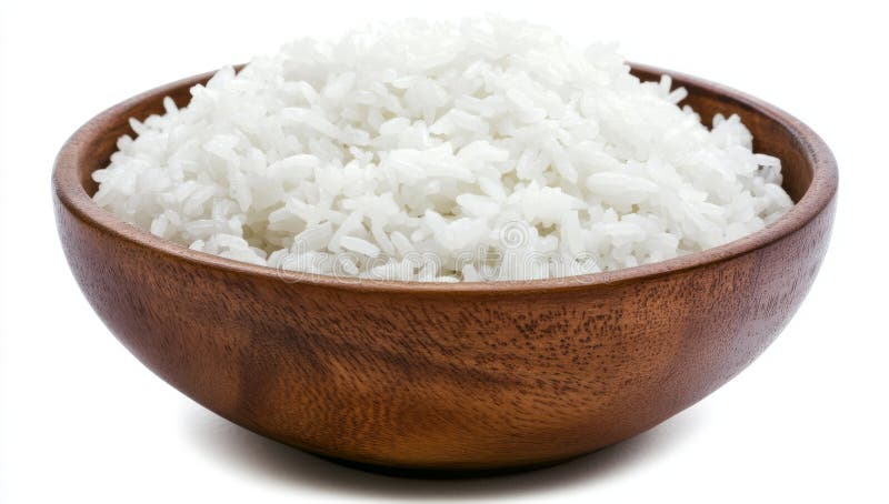 The Main Focus is on Uncooked Rice Placed in a Wooden Bowl, with Extra ...