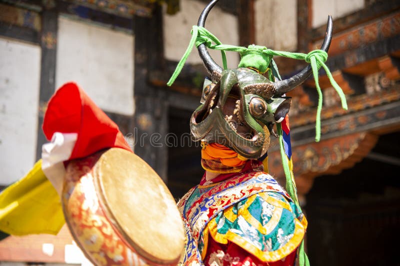 Bhutanese Cham Masked Dance, Buddhist Lama Dance . Bumthang, Central ...