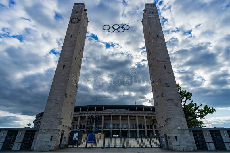 Main Gate of Berlin S Olympiastadion with Iconic Olympic Rings and ...