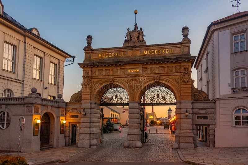 Main Gate at Pilsner Urquell Brewery in Pilsen, Czech Republic ...