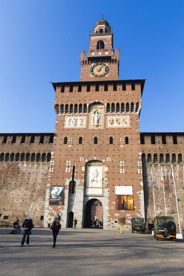 Visiting the Sforzesco Castle Stock Photo - Image of resort, blue ...