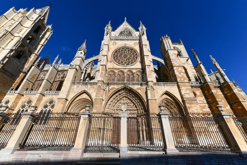 Leon Cathedral - Spain stock photo. Image of cross, landmark - 259690886