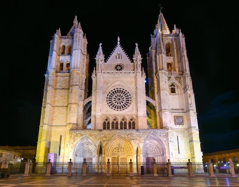 Leon Cathedral - Spain stock image. Image of tourism - 259691351
