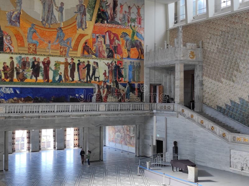 The Main Hall Inside Oslo City Hall, Oslo, Norway Editorial Stock Image ...