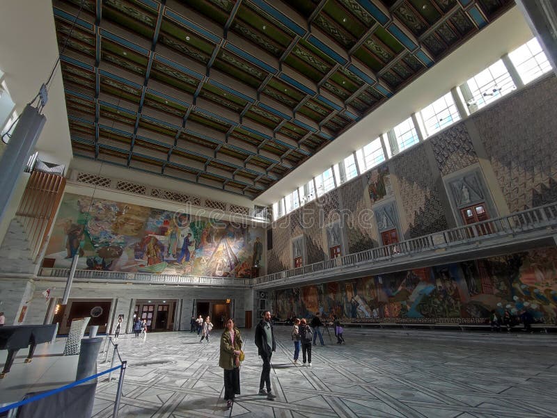 The Main Hall Inside Oslo City Hall, Oslo, Norway Editorial Image ...