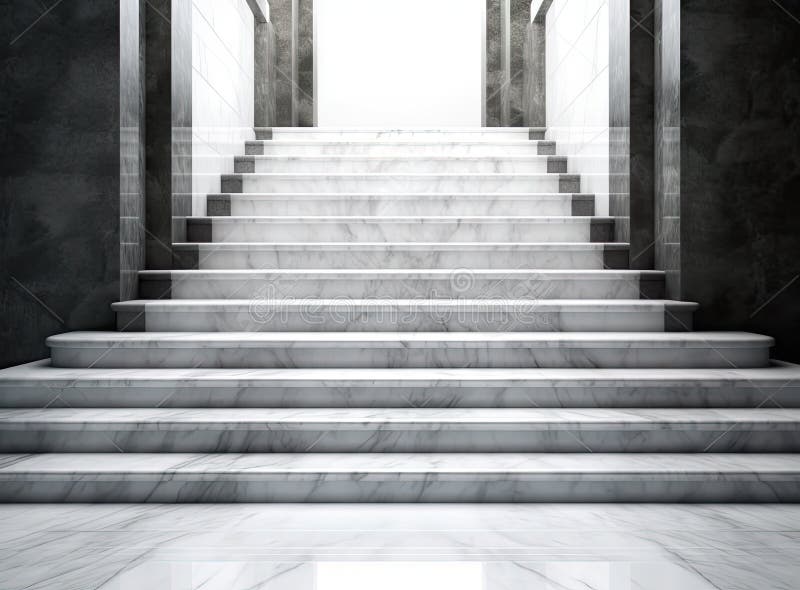 The Main Hall with a Large Staircase, Columns. Many Steps Leading To ...