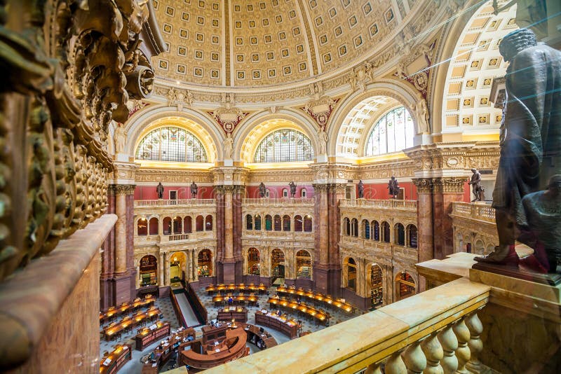 Main Hall of the Library of Congress Ceiling DC Stock Photo - Image of ...