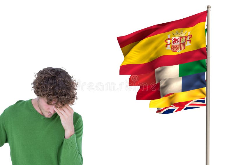 Main Language Flags Near Young Man Stock Photo - Image of jack ...
