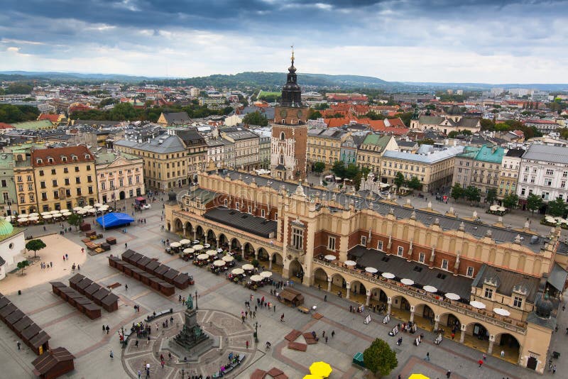 Main Market Square and Cloth Hall of Krakow Stock Image - Image of ...