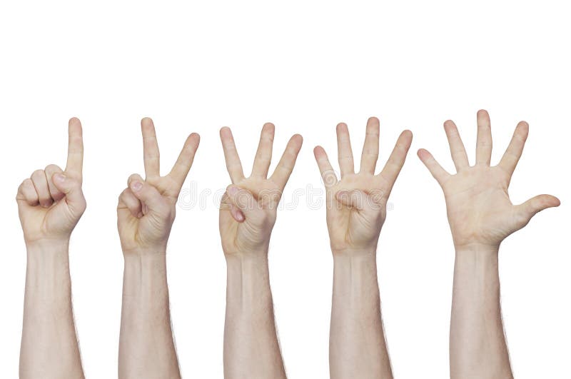 Homme Montrant Le Geste De Signe De Main De 4 Doigts Photo stock ...