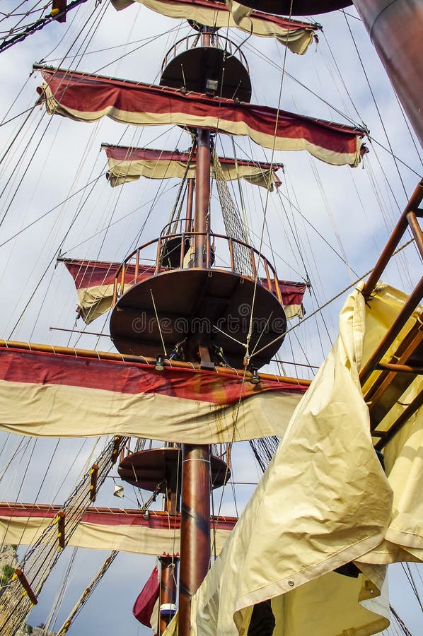 The Main Mast of a Sailing Ship. Stock Photo - Image of leaning, ahoy ...