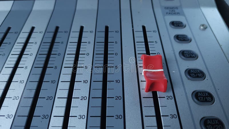Main Master Level Control on the Audio Mixer. Stock Image - Image of ...