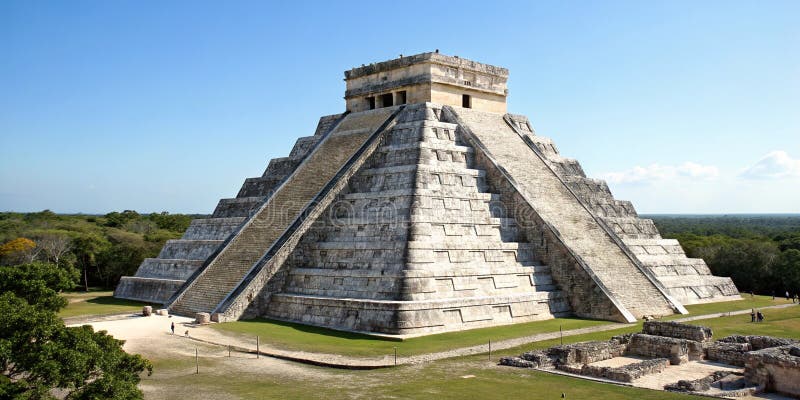 Mayan Architecture Main Temple at Chichen Itza Stock Illustration ...