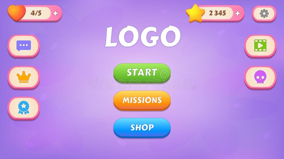 Main Menu. GUI Kit Casual Assets for a Game Mobile, a Set of User ...