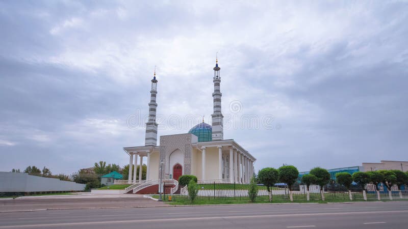 Main Mosque with High Minarets in Uralsk Timelapse Hyperlapse. Stock ...
